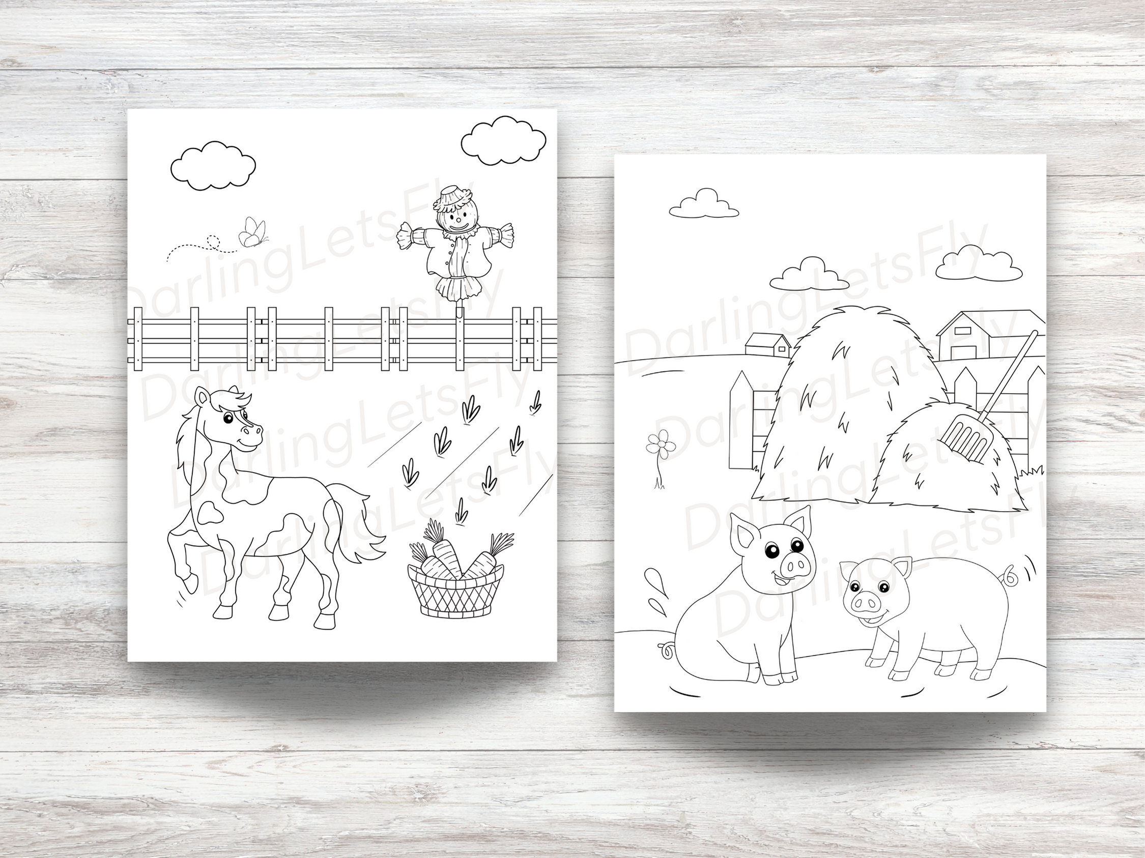 Farm Animal Printable Coloring Pages for Kids- Fall Theme, Happy Animal ...