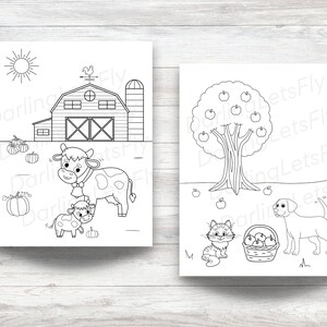 Farm Animal Printable Coloring Pages for Kids- Fall Theme, Happy Animal ...