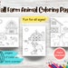 Farm Animal Printable Coloring Pages for Kids Fall Theme, Happy Animal ...