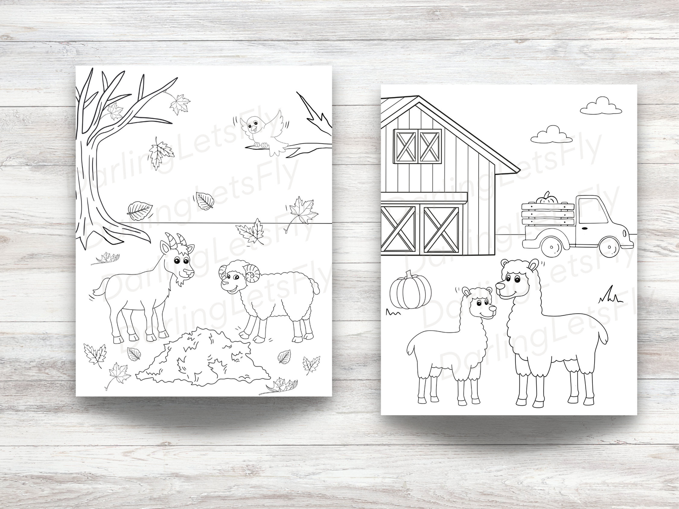 Farm Animal Printable Coloring Pages for Kids- Fall Theme, Happy Animal ...
