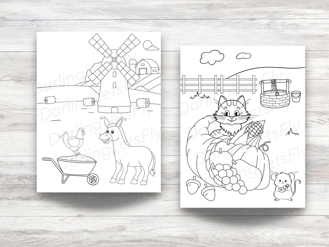 Farm Animal Printable Coloring Pages for Kids Fall Theme - Etsy