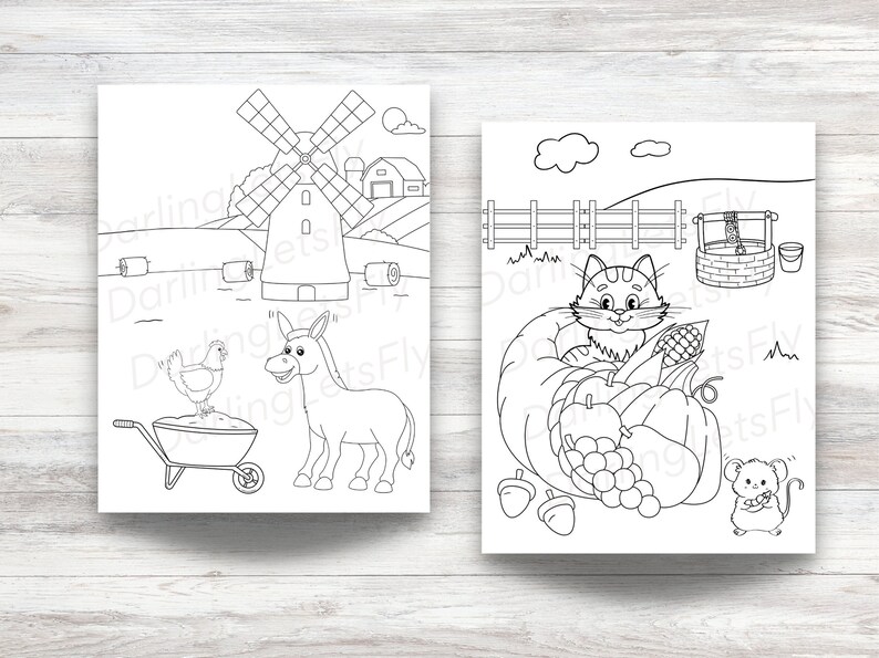 Farm Animal Printable Coloring Pages for Kids- Fall Theme, Happy Animal ...