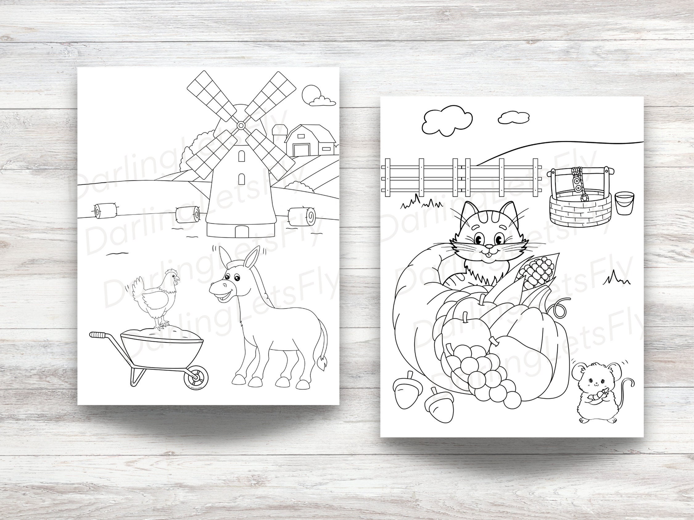 Farm Animal Printable Coloring Pages for Kids- Fall Theme, Happy Animal ...