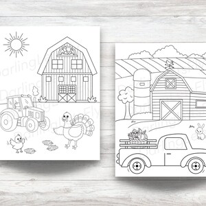 Farm Animal Printable Coloring Pages for Kids- Fall Theme, Happy Animal ...