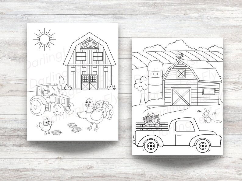 Farm Animal Printable Coloring Pages for Kids- Fall Theme, Happy Animal ...