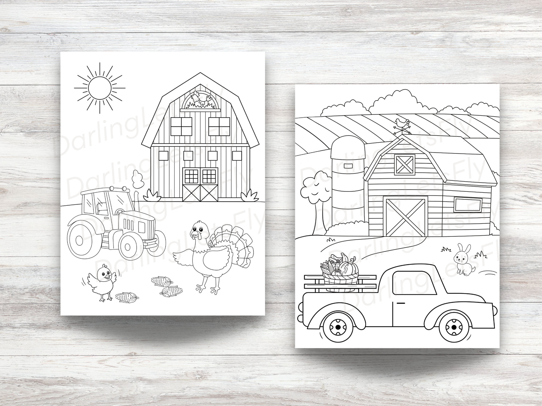 Farm Animal Printable Coloring Pages for Kids- Fall Theme, Happy Animal ...
