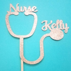 DOUBLE SIDED Personalized Nurse Stethoscope Cake Topper Nurse's Day ...