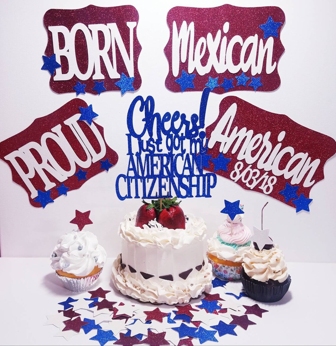 DOUBLE SIDED Cheers I Just Got My American Citizenship Cake - Etsy