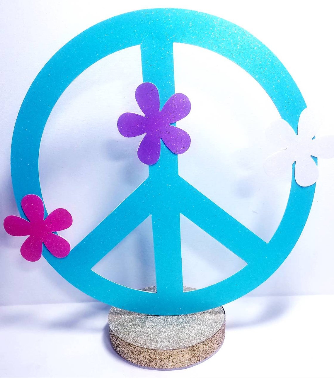Peace Sign Daisy Flowers Glitter Centerpiece for 60s 60's - Etsy
