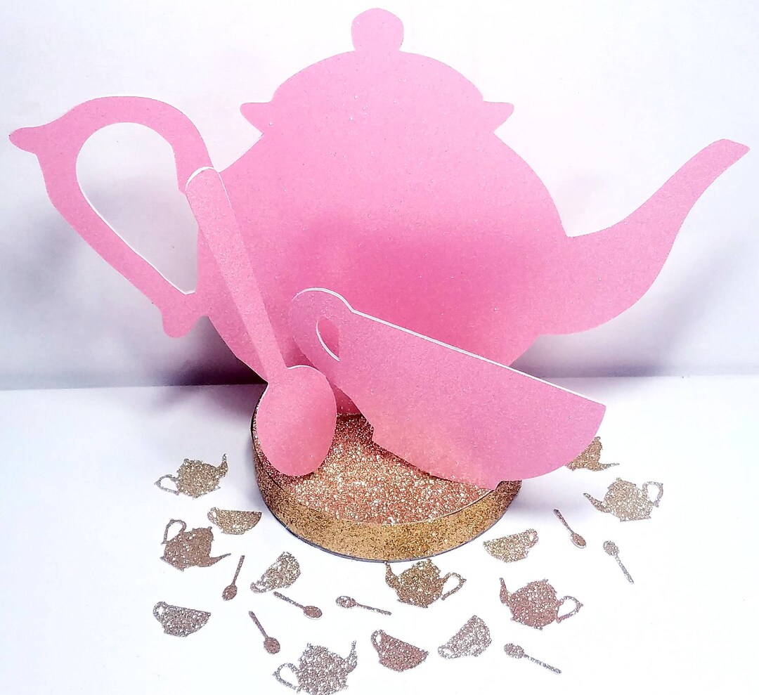 Tea Party Time Set Glitter Centerpiece Birthday Party Favor - Etsy