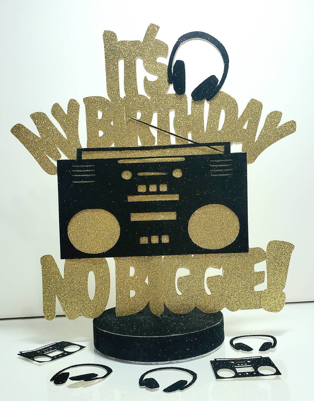 It's My Birthday No Biggie Boombox Headphones Centerpiece Happy ...