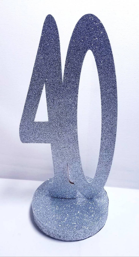 Forty 40 40th Age Number Centerpiece Birthday Party Silver | Etsy