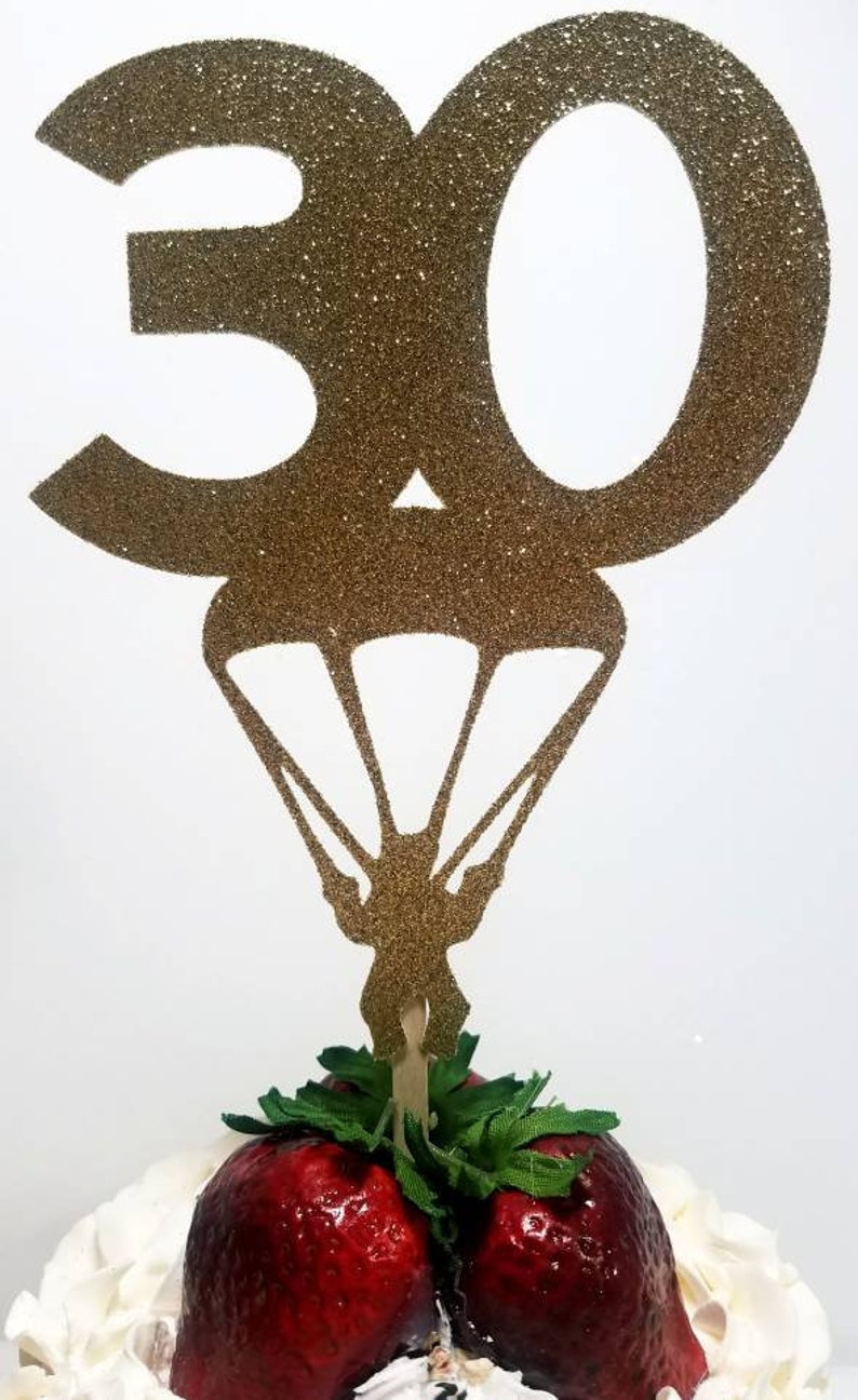 DOUBLE SIDED Choose Number Parachute Paratrooper Skydiving Cake Topper ...