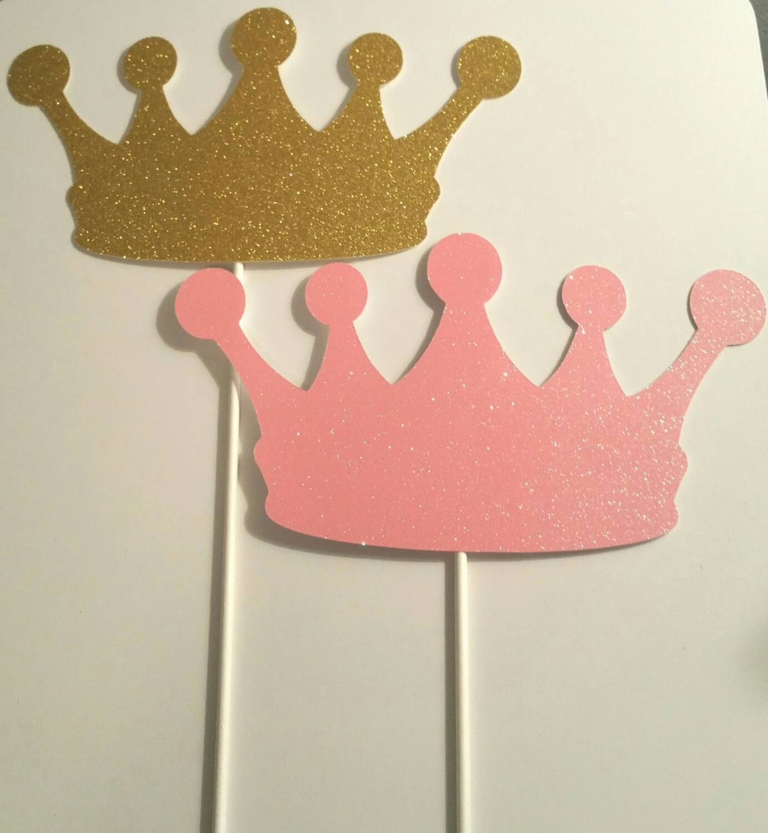 Set 2 Princess Crown Centerpiece Toppers Cake Birthday Party Prince ...