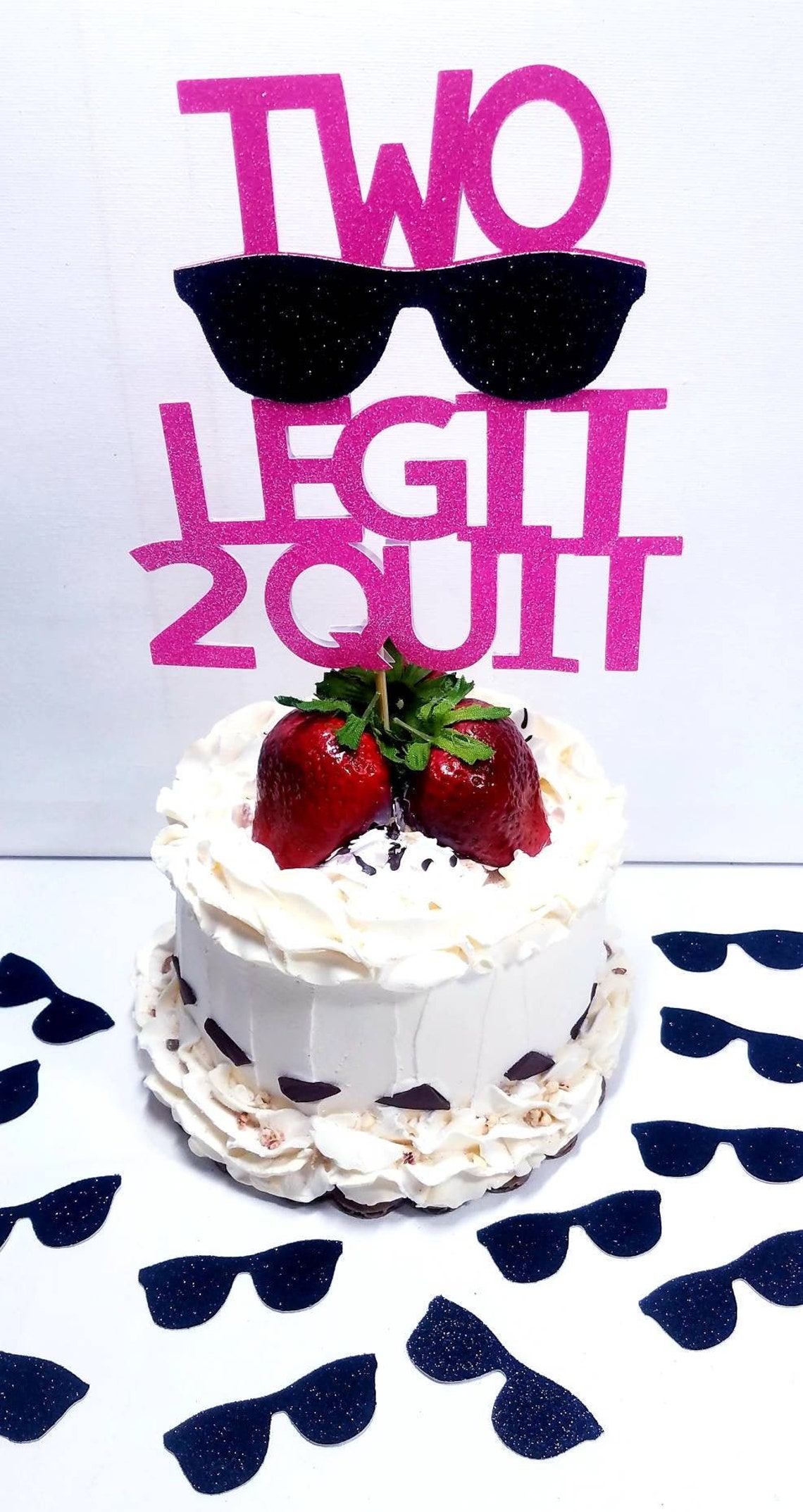 DOUBLE SIDED Two Legit 2 Quit Cake Topper or Centerpiece | Etsy