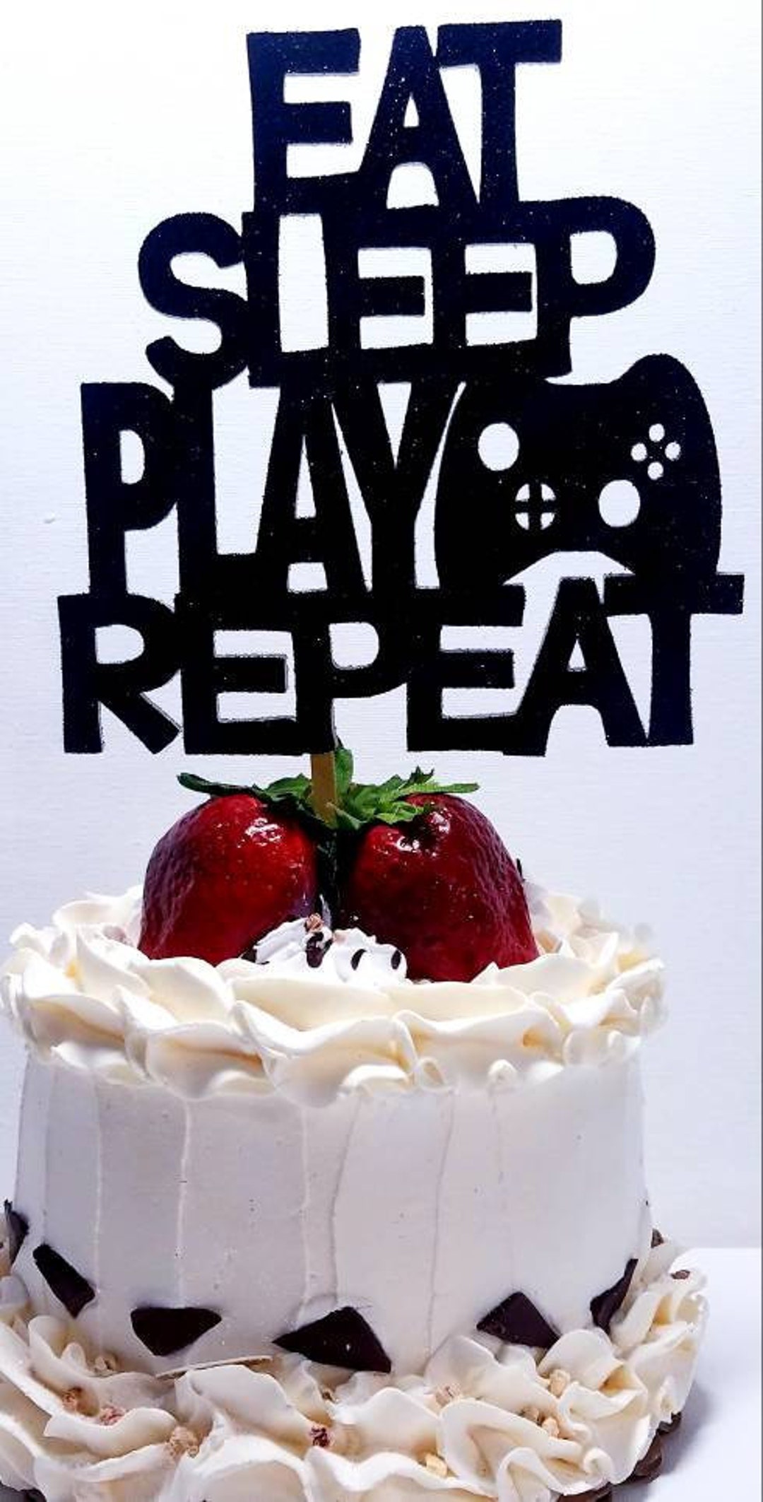 DOUBLE SIDED Eat Play Repeat Video Game Centerpiece or Cake Topper ...