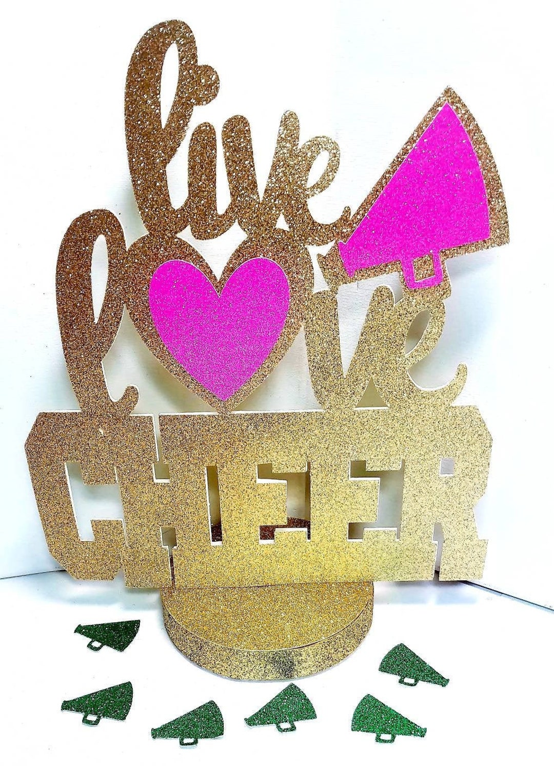 Live Love Cheer Centerpiece Cheerleader Squad School Cheerleading Team ...