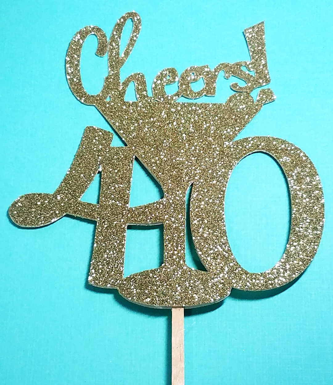DOUBLE SIDED Cheers 40 Cocktail Cake Topper 40th Birthday Anniversary ...