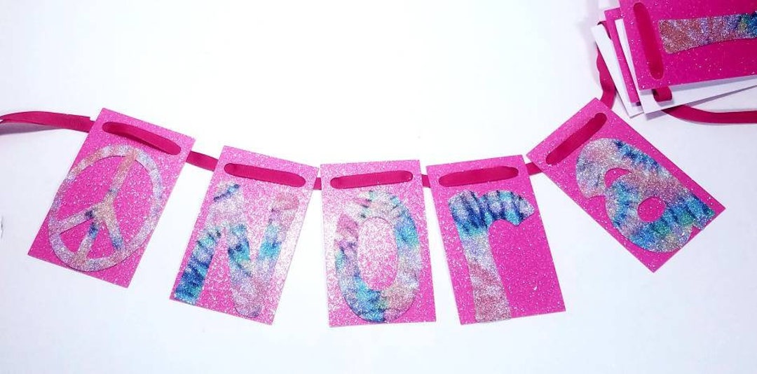 60's Peace Signs Two Finger Hand Sign Personalized Name Text Banner ...