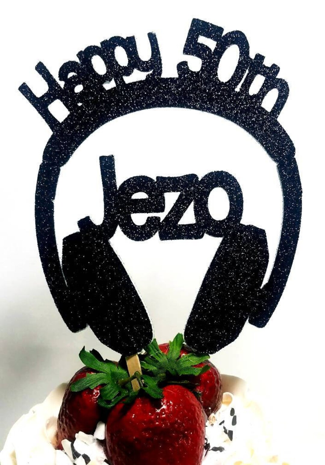 DOUBLE SIDED Personalized Name and Age Headphones Centerpiece Topper or ...