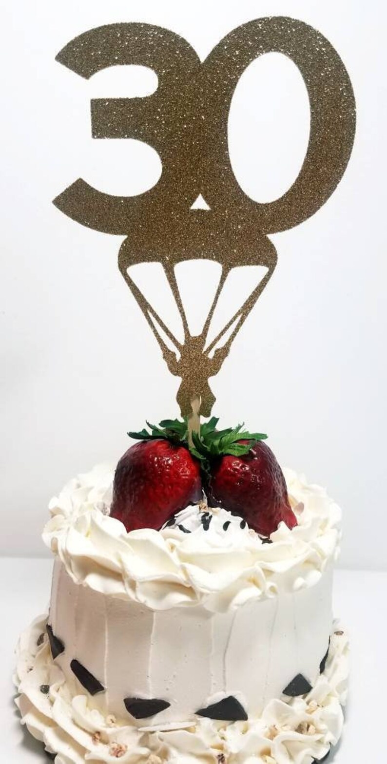 DOUBLE SIDED Choose Number Parachute Paratrooper Skydiving Cake Topper ...