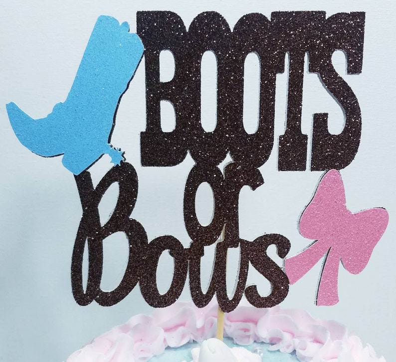 Choose Colors DOUBLE SIDED Boots or Bows Cake Topper Gender | Etsy