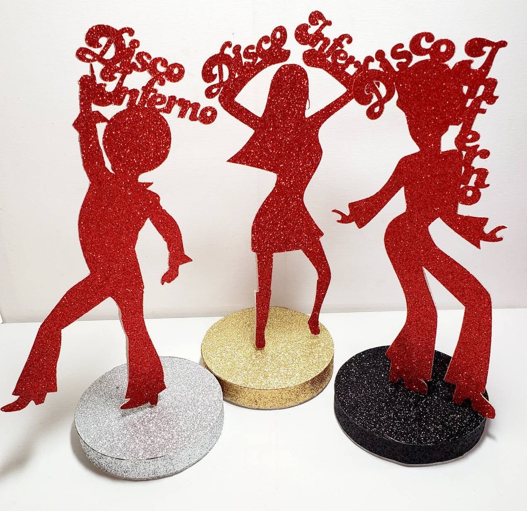 Set of 3 Disco Inferno 70's Disco Dancers Centerpieces 12.5" Retro ...