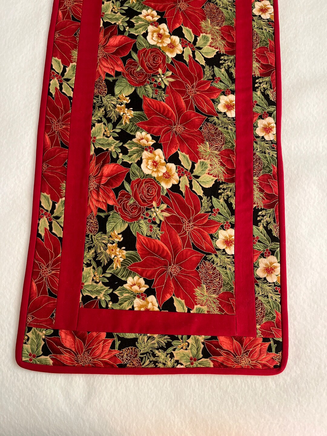 Christmas Poinsettias Table Runner - Etsy