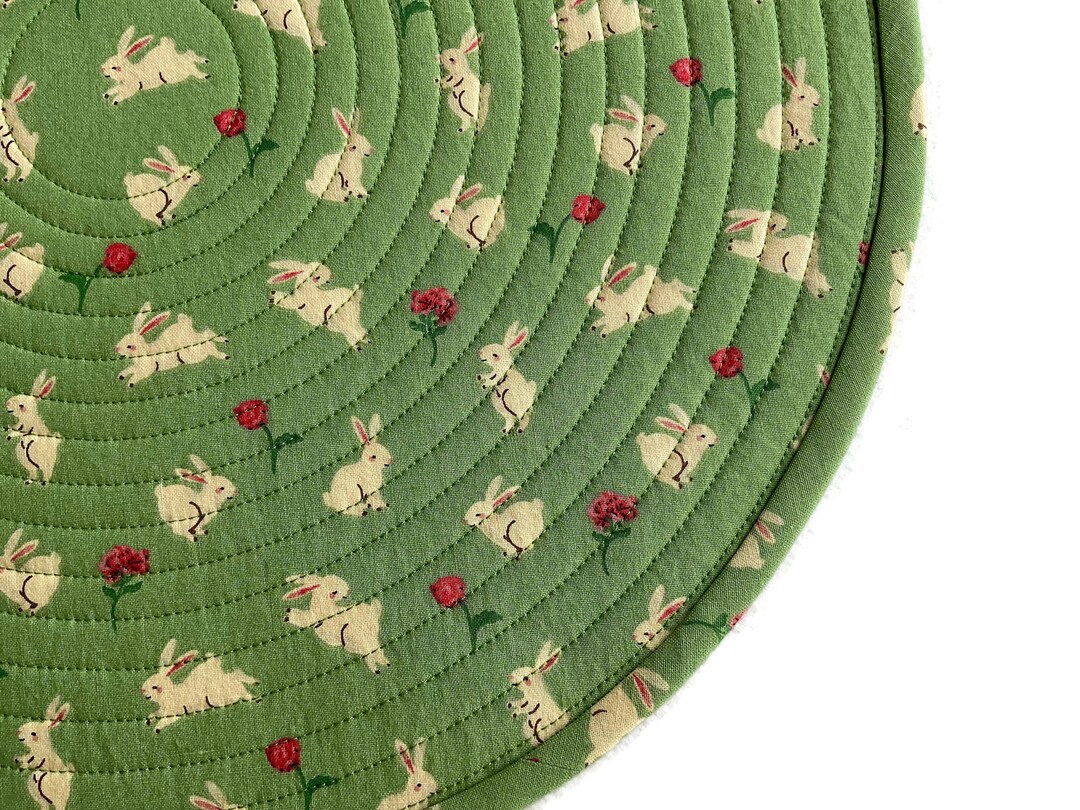 Pink Eared Bunny Rabbits Along With Pink Flowers Scattered on a Sage ...