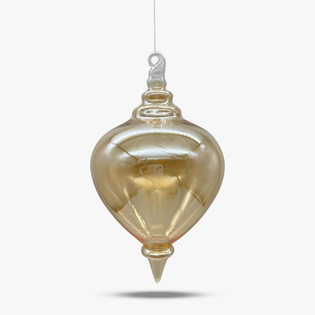 Iridescent Clear Gold Oval Finial Glass Ornament - Set of 4 - Etsy
