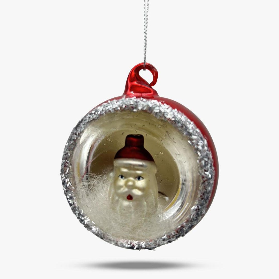 Santa Reflector Glass Ball Ornament - Red - Etsy