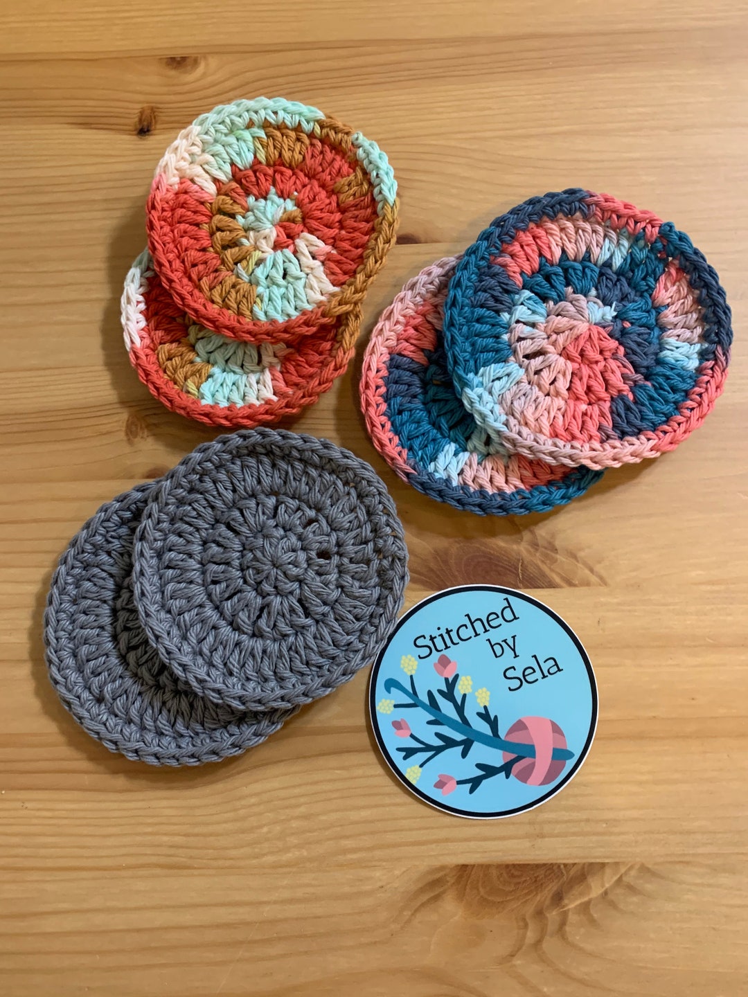 Set of 4 Crochet Coasters Crochet Drink Coasters Yarn Coasters Crochet ...
