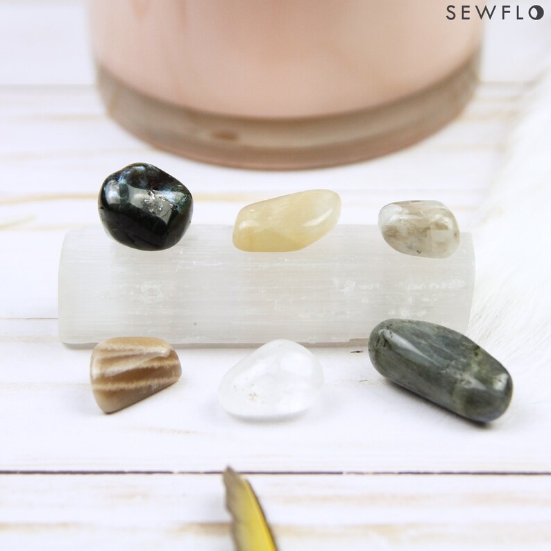 Beginner Crystal Kit Witch Starter Set 6 Tumbled Full Moon Etsy