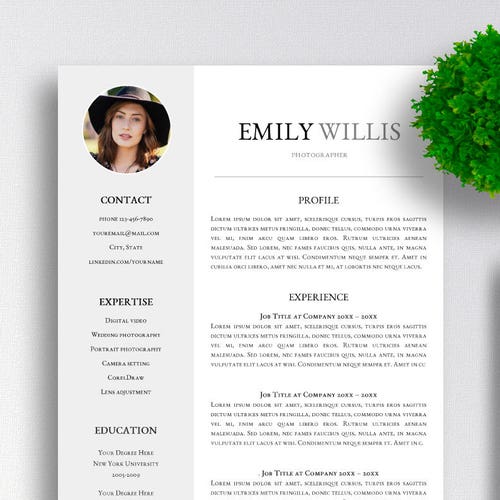 Professional CV Template With Photo Modern Photo Resume | Etsy