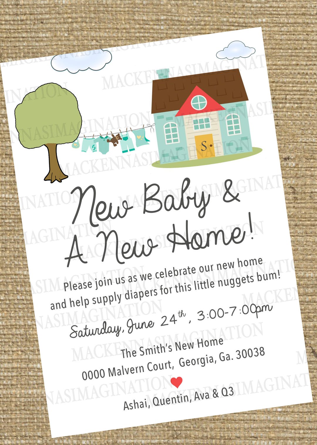 House Warming and New Baby Invitation-digital DOWNLOAD - Etsy