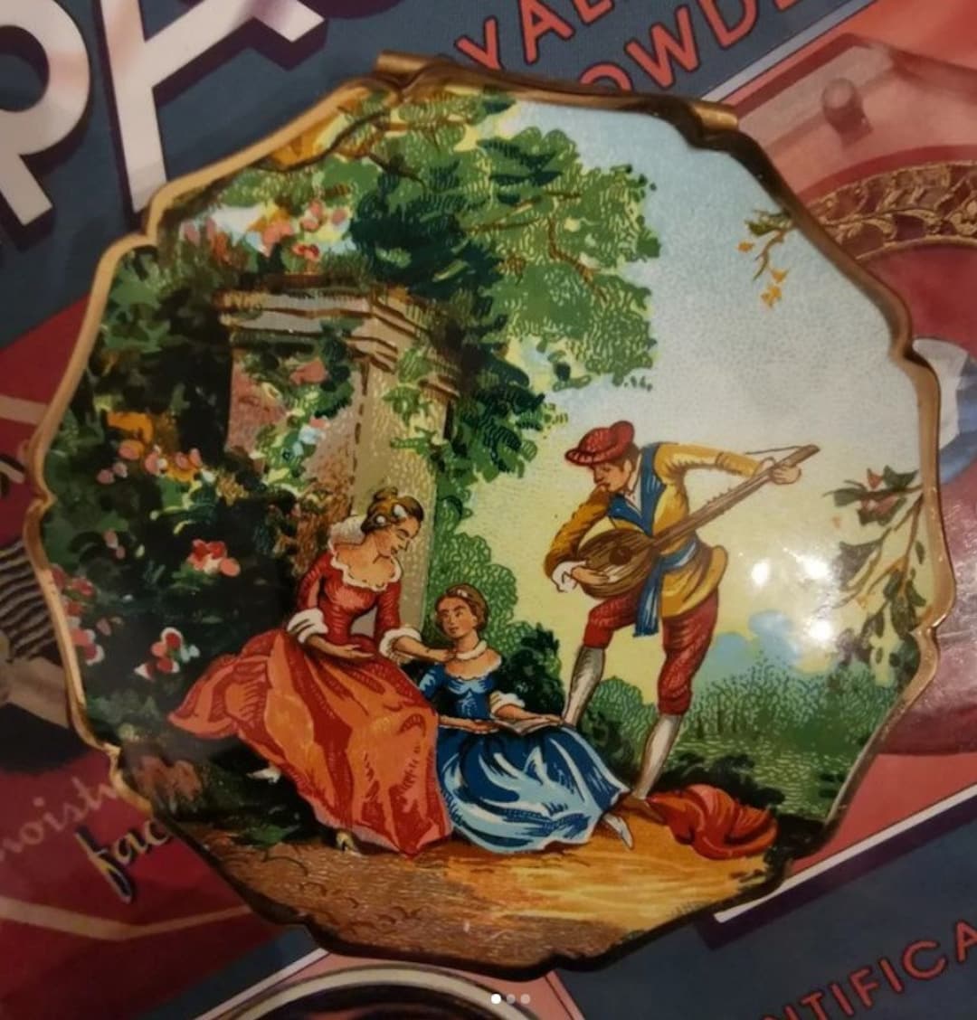 Vintage Stratton Convertible "queen" Compact "music Lesson" Mandolin ...