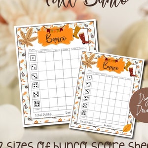Fall Bunco Worksheet, Bunco Worksheets, September Bunco Printables ...