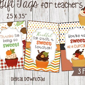 Fall Teacher Gift Tags, Sweet Teacher Tags, Thanksgiving Gift Tags ...