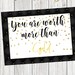 You Are Worth More Than Gold Gift Tags, St. Patrick's Day Printable ...