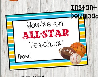 Teacher Appreciation Gift Tags-end of School Year Printable | Etsy