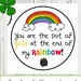 You Are the Pot of Gold at the End of My Rainbow Gift Tag, St. Patrick ...