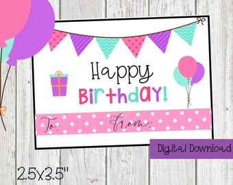 Girl Birthday Gift Tags - Etsy