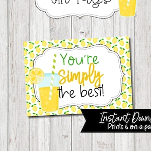 You're Simply the Best Gift Tags for Teachers, Teacher Gift Tags, Lemon ...