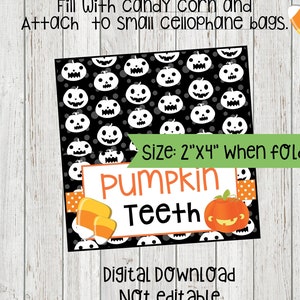 Halloween Treat Bag Toppers, Pumpkin Teeth, Printable Halloween Party ...