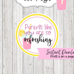 Parents Like You Are so Refreshing Lemonade Gift Tags, Lemonade Tags ...