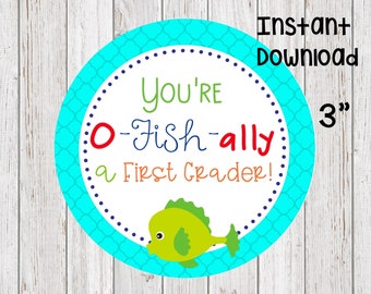 Last Day of School Student Gift Tags O-fish-ally a 2nd | Etsy