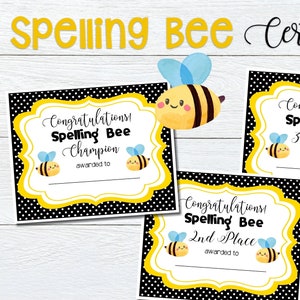 Editable Spelling Bee Certificates, Spelling Bee Printable Certificates ...
