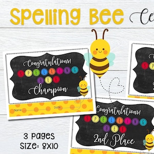 Spelling Bee Certificates, Printable Certificates for a Spelling Bee ...