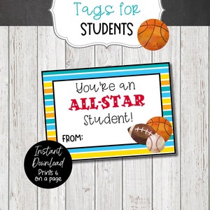 You're an All-star Student End of School Year Gift Tags, Last Day of ...