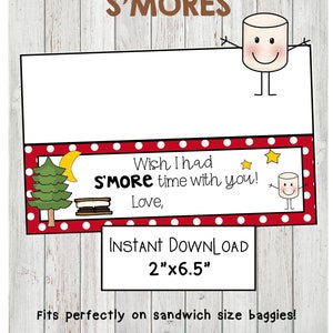 Bag Topper-s'mores Bag Topper-printable Candy Bag Topper-end of School ...